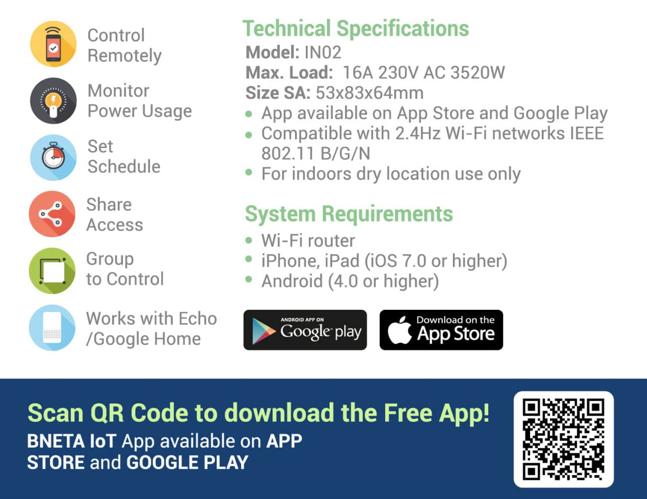 BNETA IoT Smart WiFi Plug 2 and 3 Pin - Stemar Security Systems